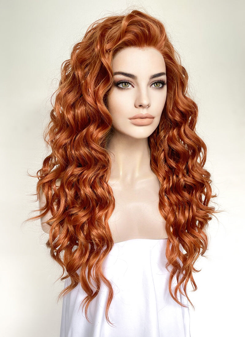 Red curly wig long store